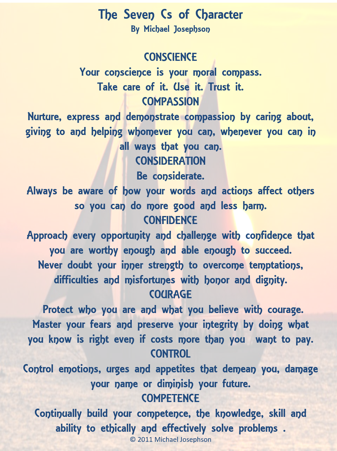 The Seven Cs of Character by Michael Josephson | What Will Matter